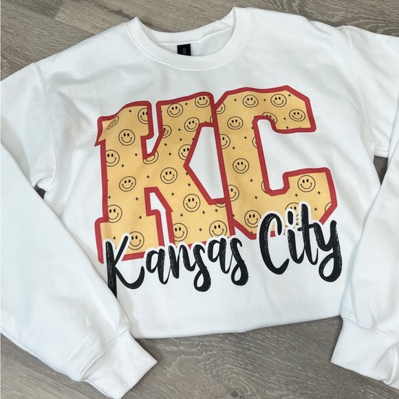 Gildan | Tops | Happy Kansas City Chiefs Sweatshirt | Poshmark